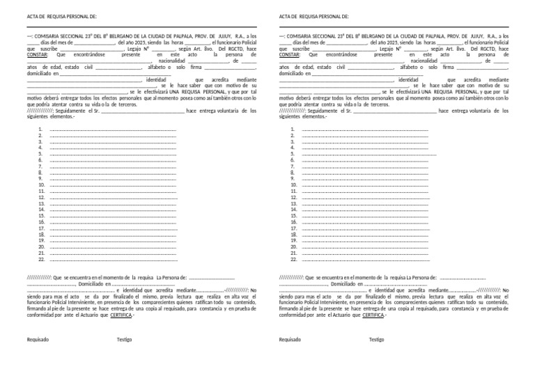 Acta de Requisa Personal | PDF