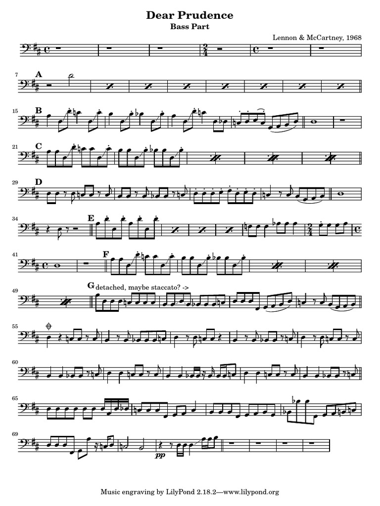 TheBeatles DearPrudence Bass | PDF