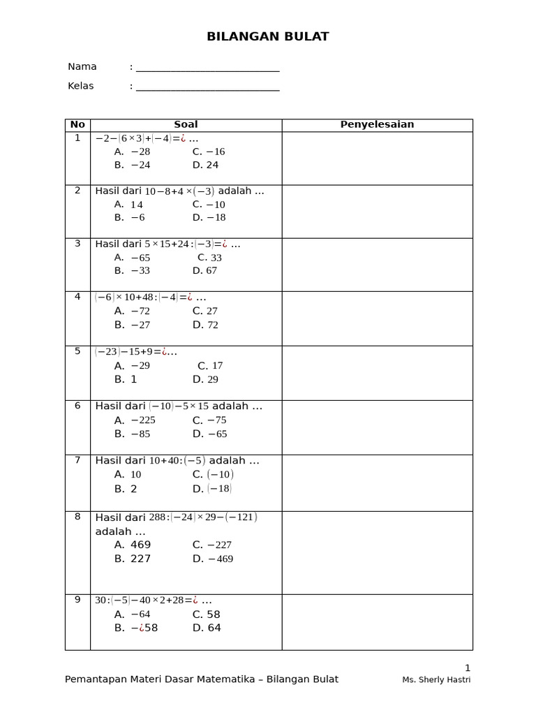 Math - Bilangan Bulat | PDF