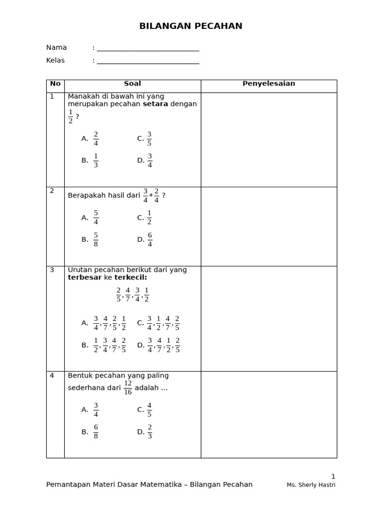 Math - Bilangan Pecahan | PDF
