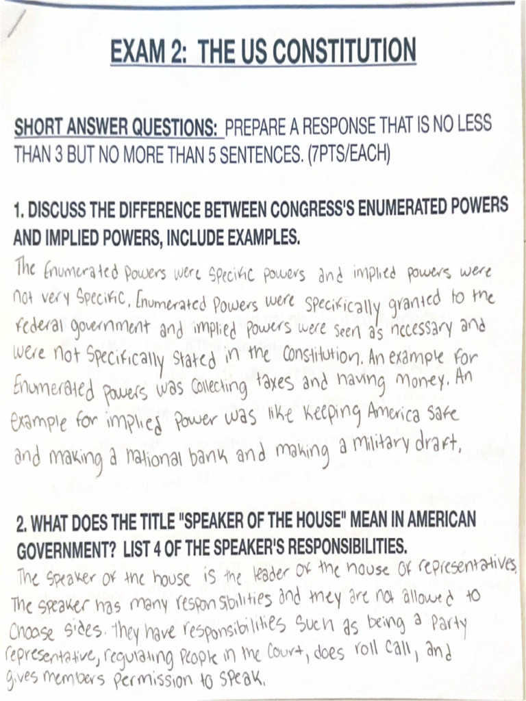 Exam 2 The Us Constitution | PDF