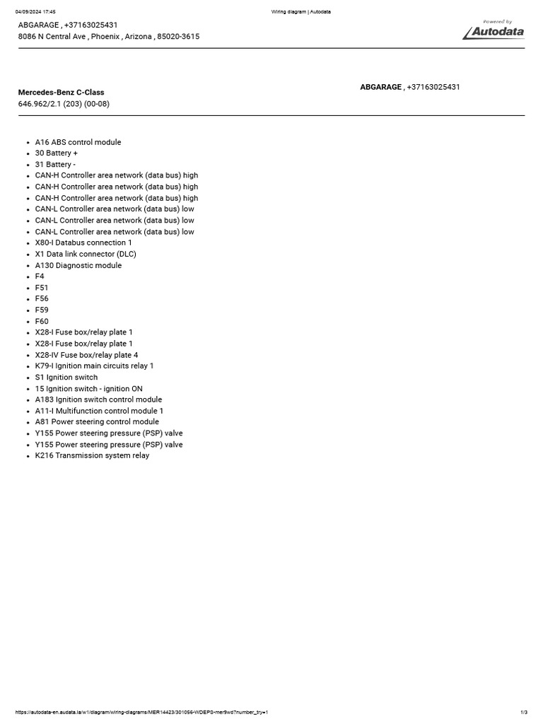 ABS Direction Assisté Wiring Diagram | PDF | Electrical Components ...