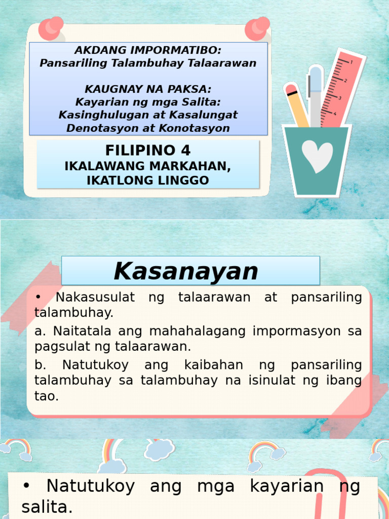 Filipino Q2W3 PPT G-4 | PDF