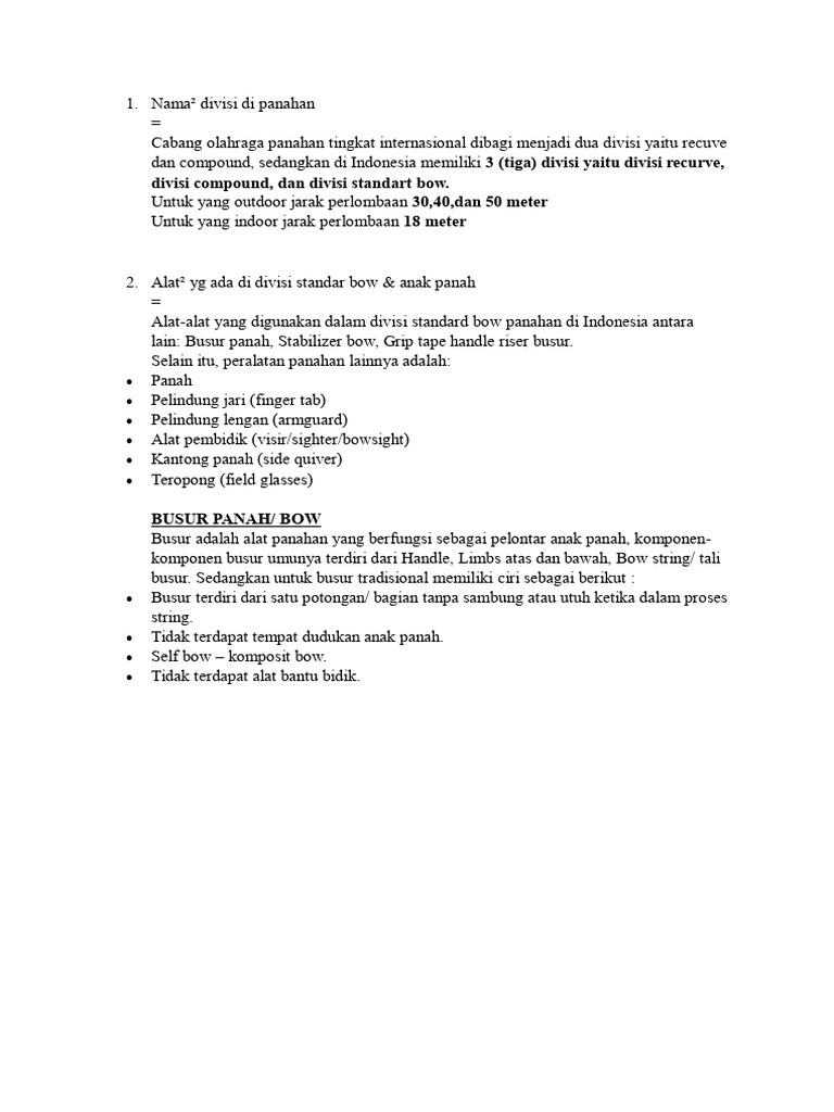 Materi Panahan Uts | PDF