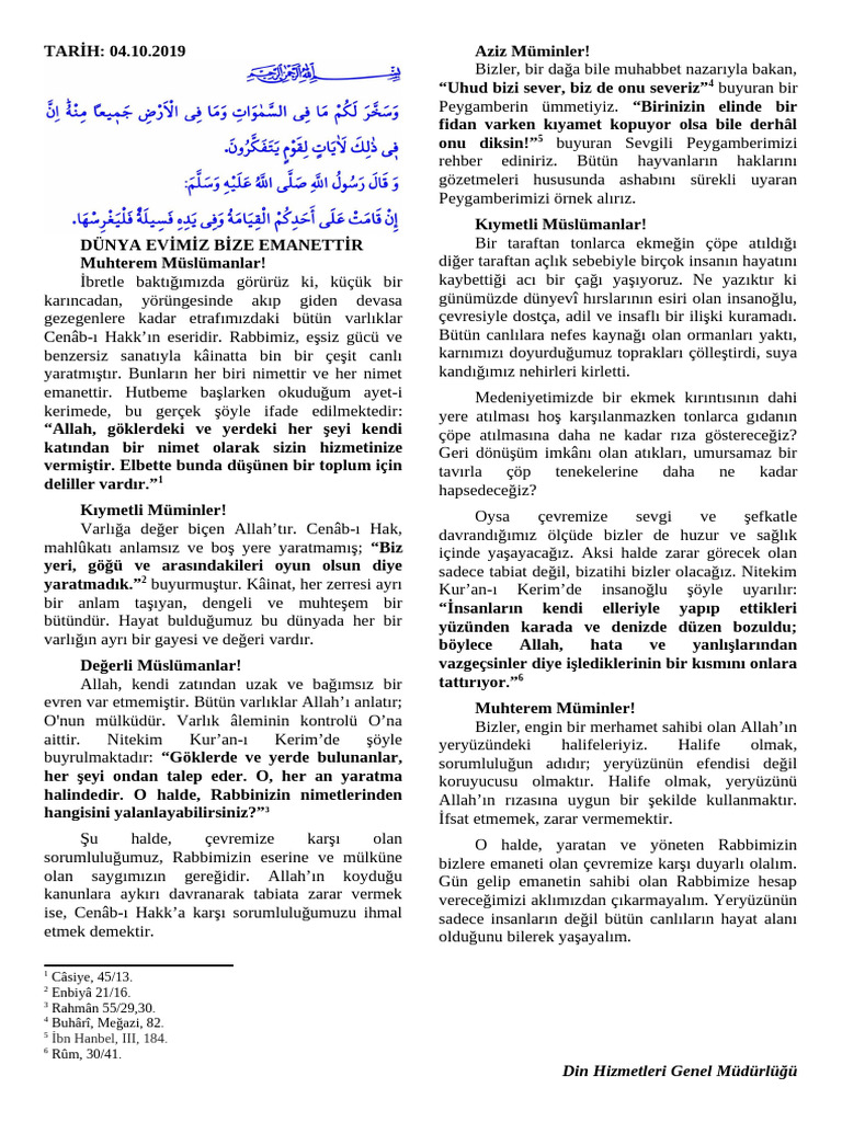 Dnya Evimiz Bize Emanettir | PDF