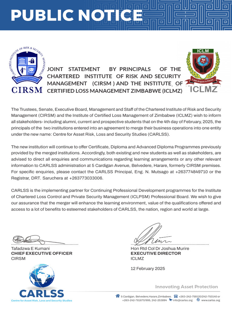 CARLSS Merger Announcement and Details | PDF | Business