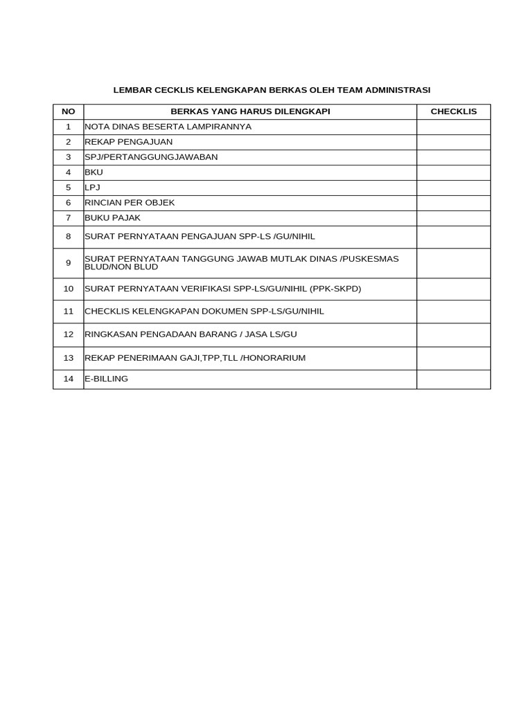 LEMBAR CHECKLIS DPN (1) (Autosaved) | PDF