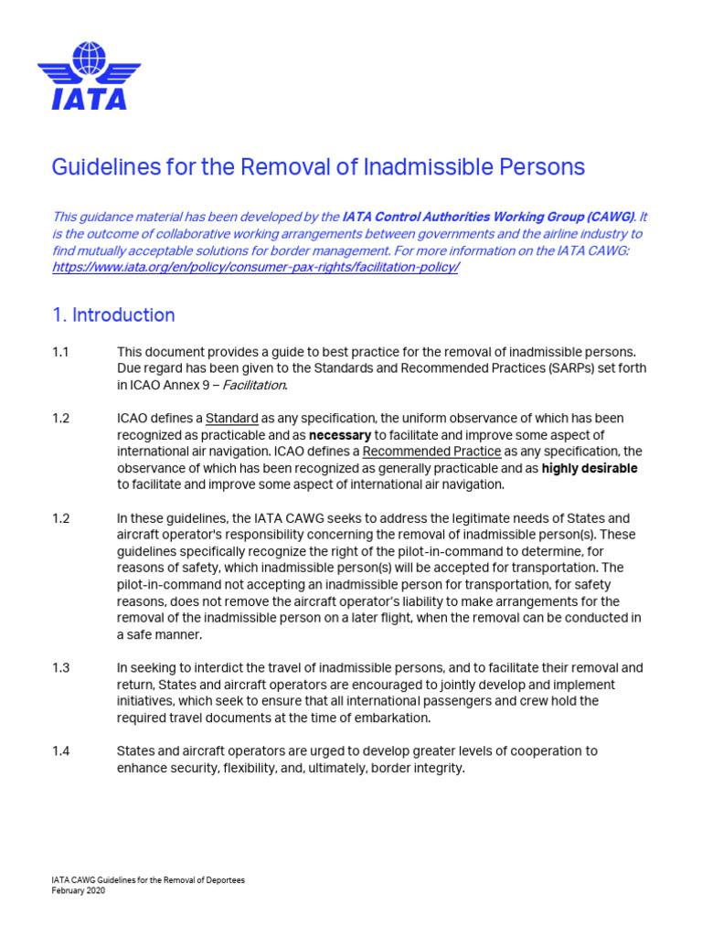 IATA Guidelines for Deportee Removal | PDF | Aviation