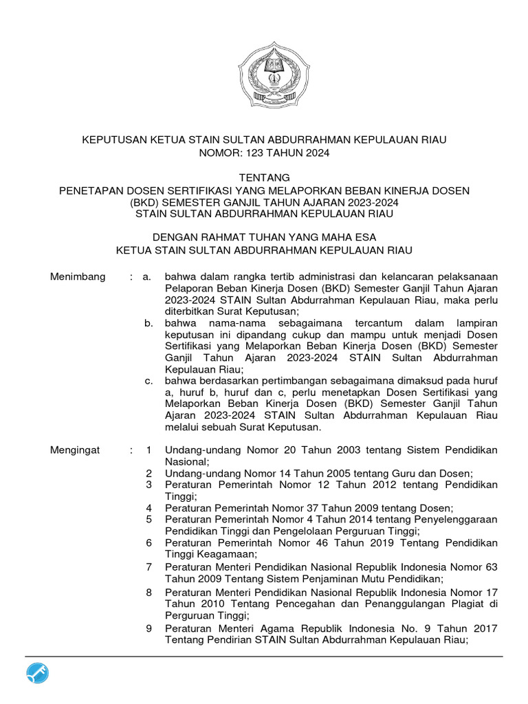 SK DOSEN YANG MELAPORKAN BKD GANJIL 2023-2024-Digabungkan | PDF