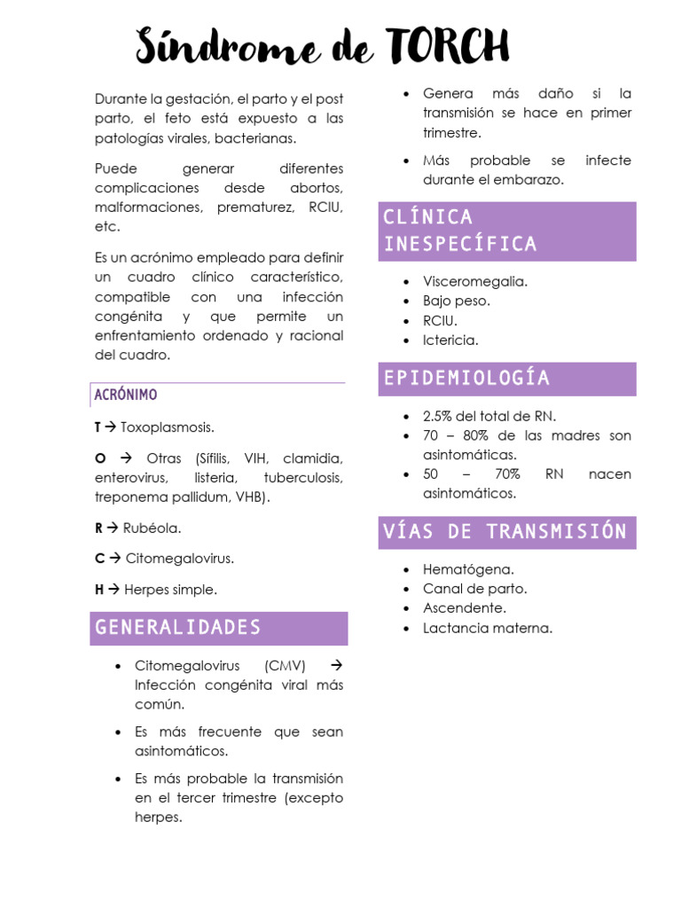 Síndrome de TORCH | PDF | Especialidades Medicas | Enfermedades y trastornos