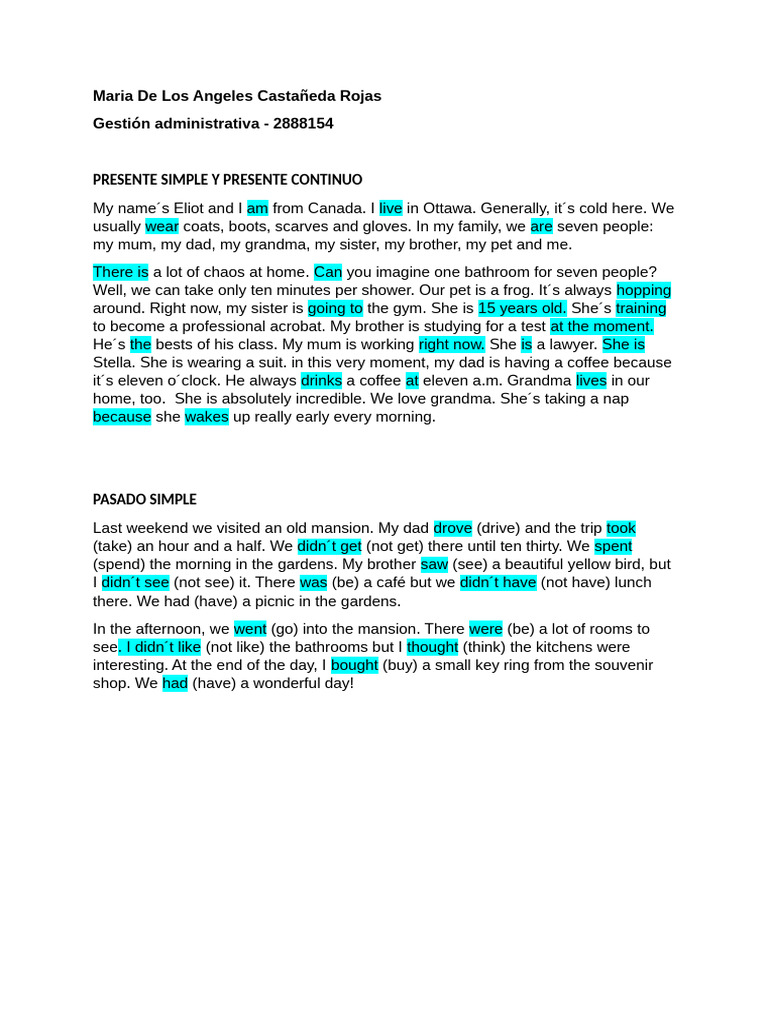 Family Life and Simple Tenses Explained | PDF
