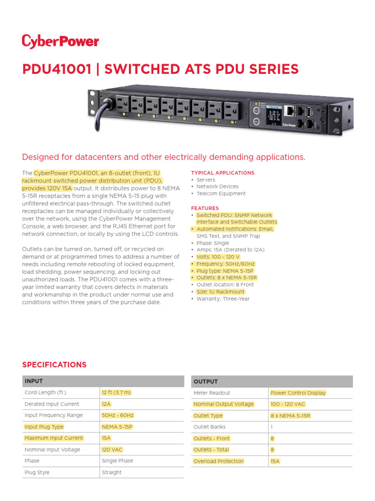 CyberPower DS PDU41001 | PDF | Internet Protocols | Computer Networking