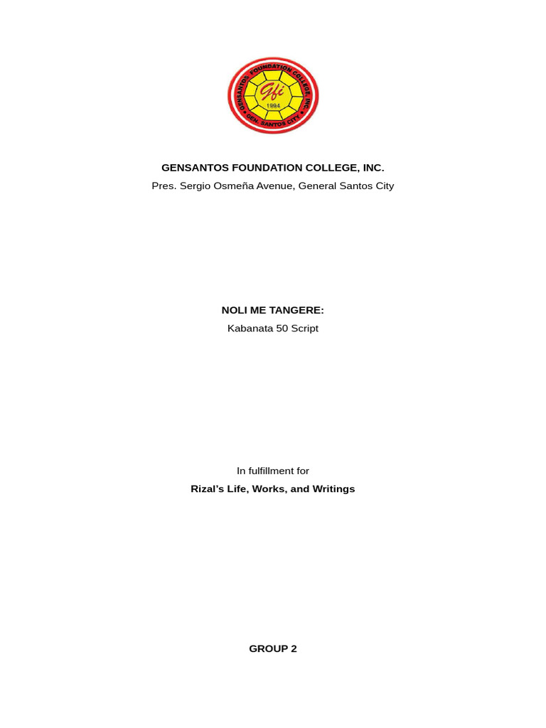 G2 Noli Me Tangere Script - FINAL | PDF