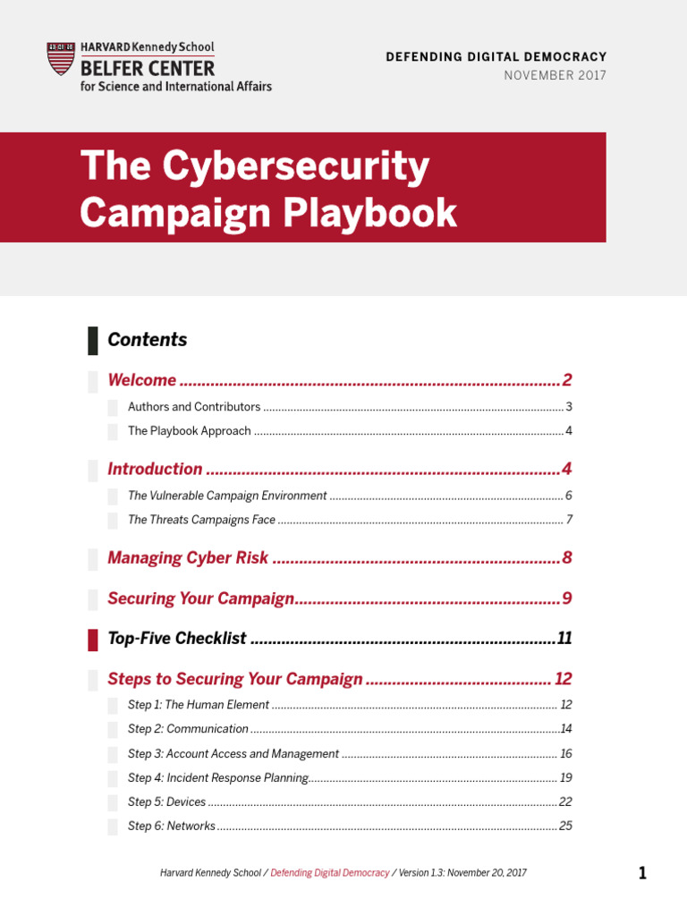 The Cybersecurity Campaign Playbook (Belfer Center) | PDF | Password ...