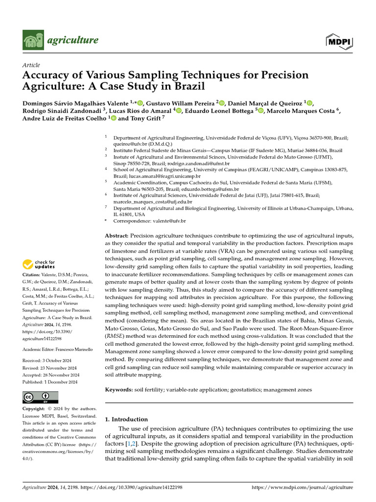 Accuracy of Various Sampling Techniques For Precision Agriculture A ...