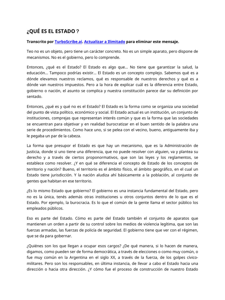 Definición y Evolución del Estado en Argentina | PDF | Estado (política ...