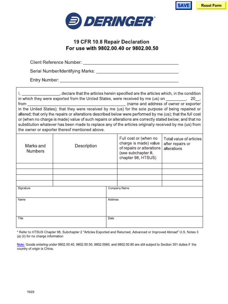 9802_Repair-Declaration-1023 | PDF