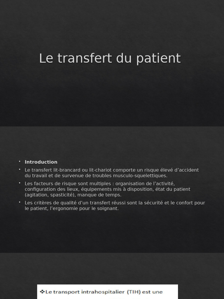 Transfert sécurisé du patient en soins | PDF