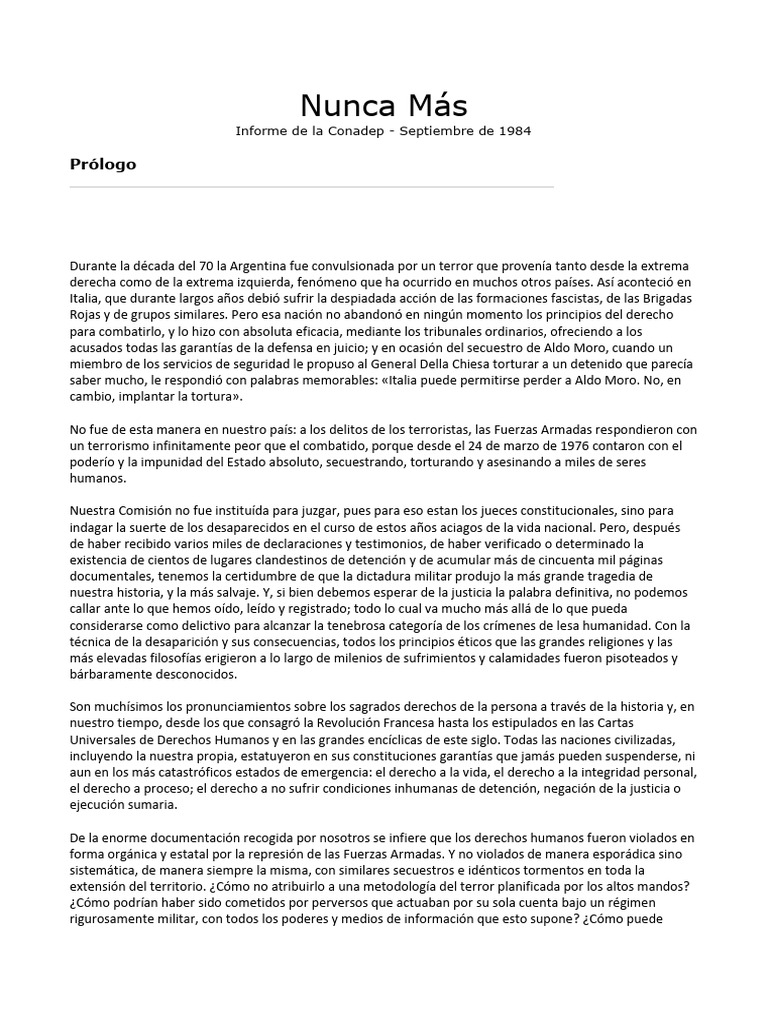 VII-3 - Prólogo Del Nunca Mas | PDF