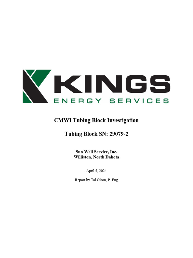 CMWI Tubing Block Integrity Report | PDF | Mechanical Engineering ...