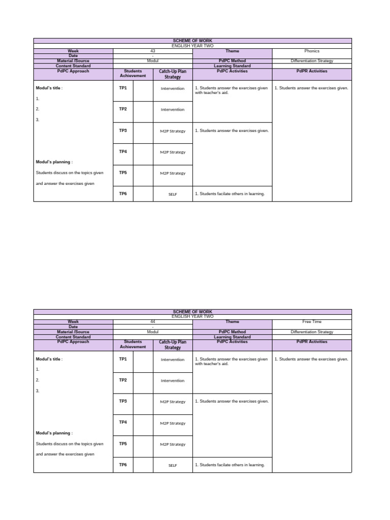 Scheme of Work Catch Up Plan 3 Year 2 | PDF | Learning | Cognition