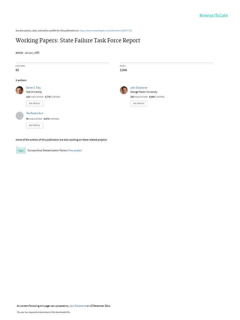 1 CIA - Working Papers State Failure Task Force Report | PDF