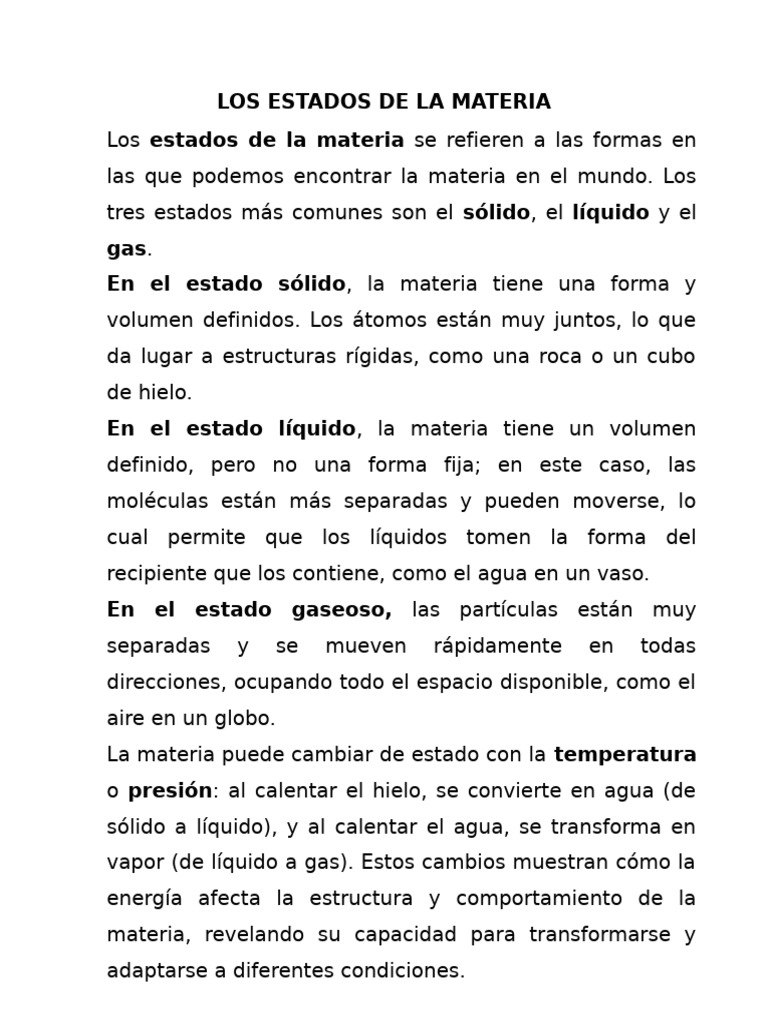 Estados de la Materia: Sólido, Líquido y Gas | PDF