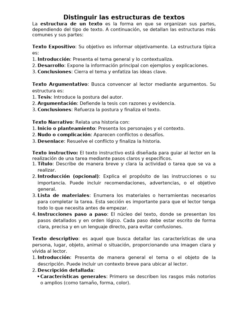 Estructuras de Textos Comunes | PDF | Narración