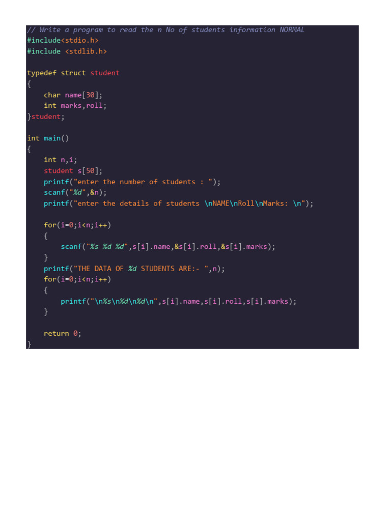 C Programming: Data Structures Examples | PDF | Software Engineering ...