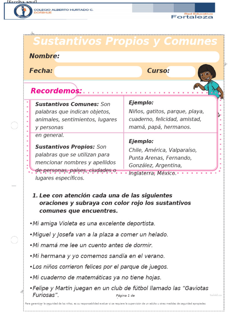 Sustantivos Propios y Comunes | PDF