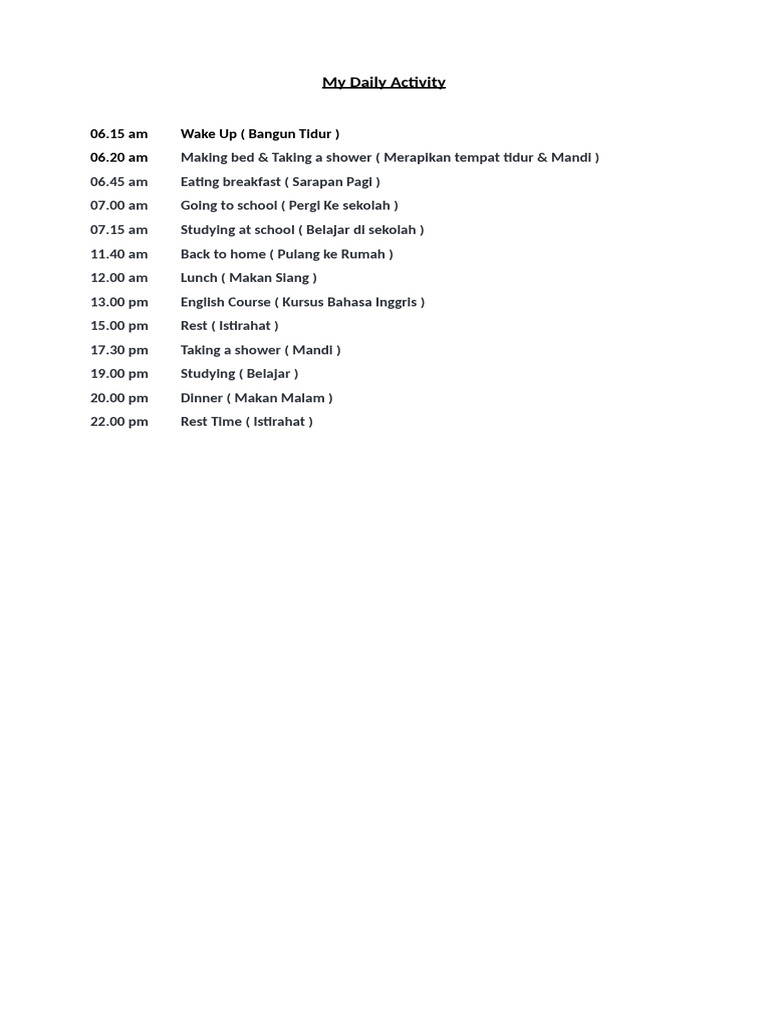 Daily Routine Schedule Overview | PDF