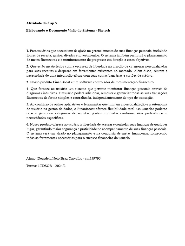 Cap 5 Doc Visao Atividade Def | PDF