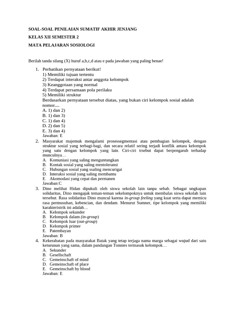 Soal-Soal Psaj 2024-2025 | PDF