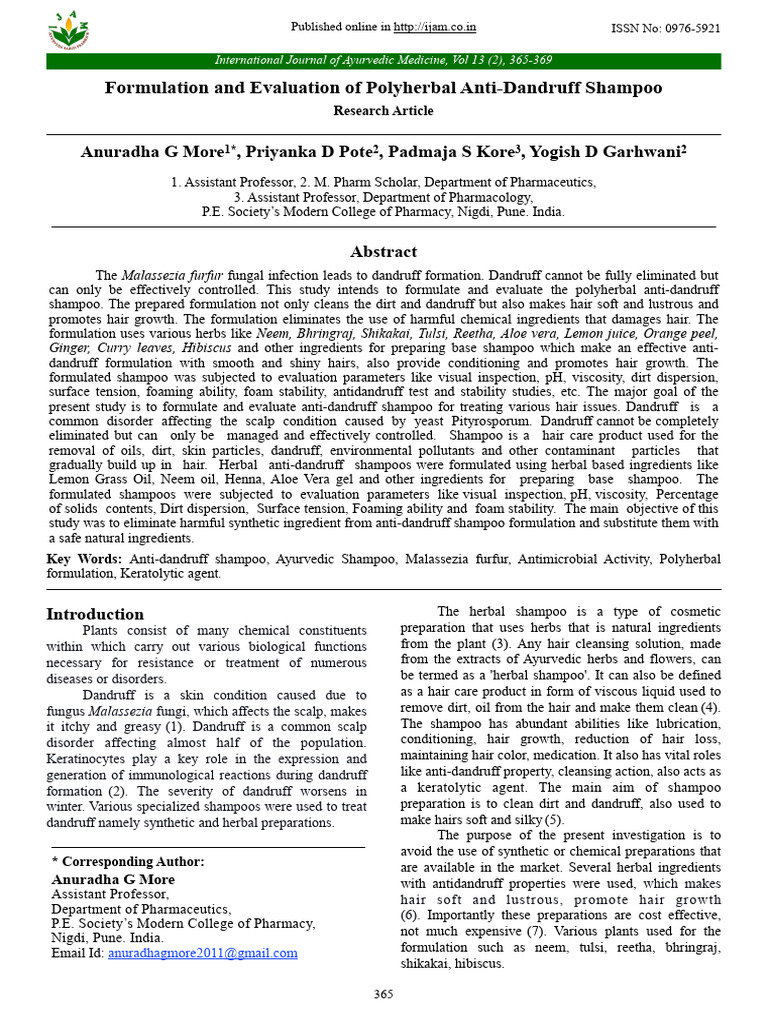 Formulation_and_Evaluation_of_Polyherbal_Anti-Dand | PDF | Shampoo ...