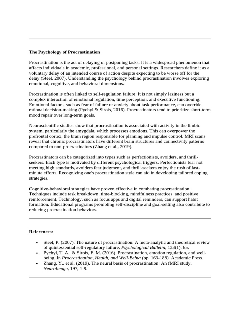 Procrastination Psychology | PDF | Professional Skills | Procrastination