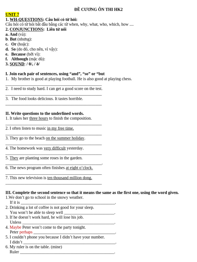 ĐỀ CƯƠNG ANH 6 HK2 | PDF