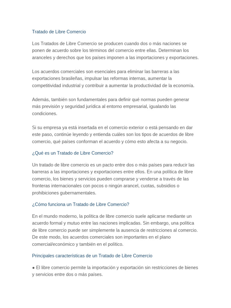 Tratados de Libre Comercio: Claves y Tipos | PDF | Libre comercio ...