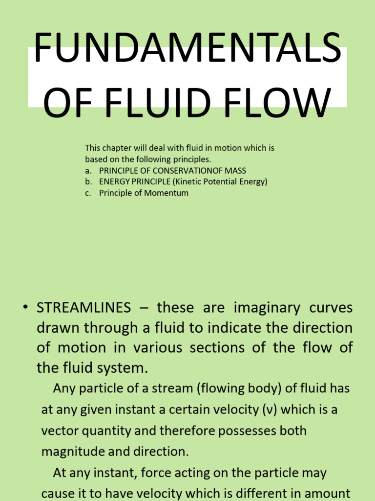 Fundamentals of Fluid Flow | PDF | Fluid Dynamics | Discharge (Hydrology)