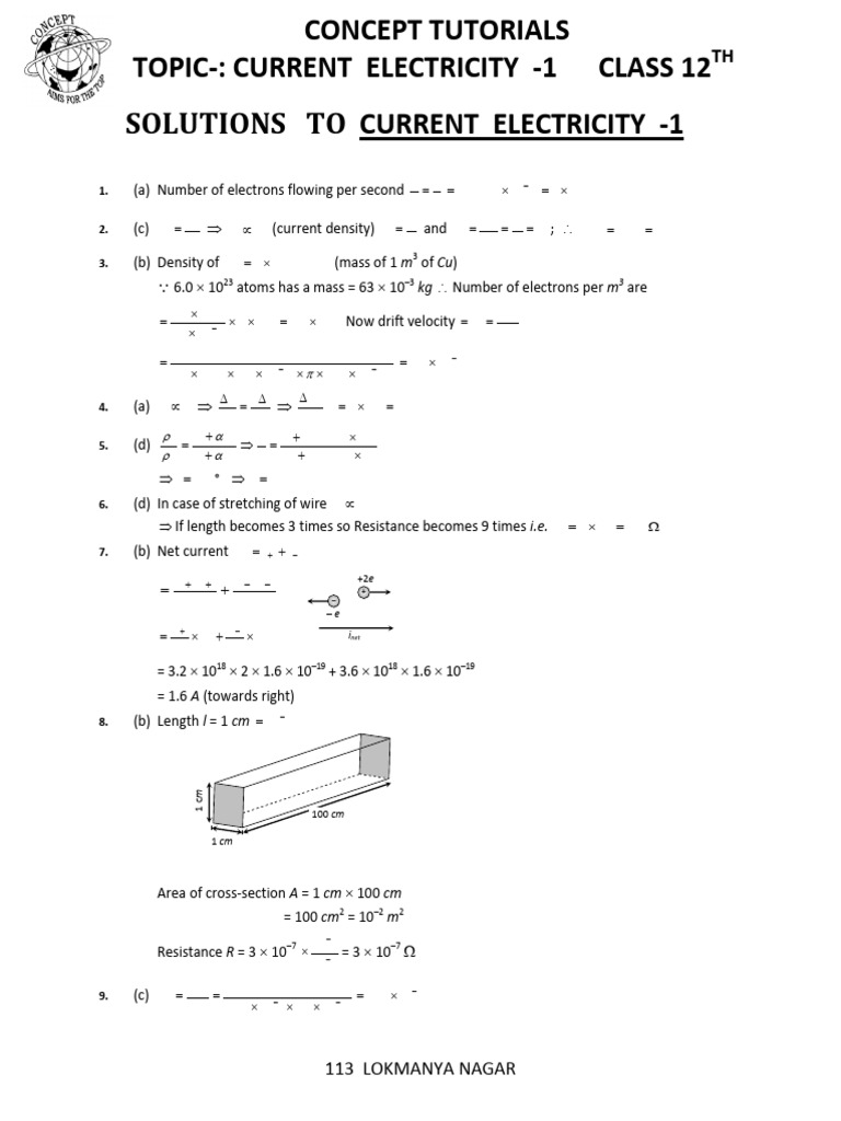 Physics 12th 2026 Ce1 Solutions | PDF | Electricity | Physical Sciences