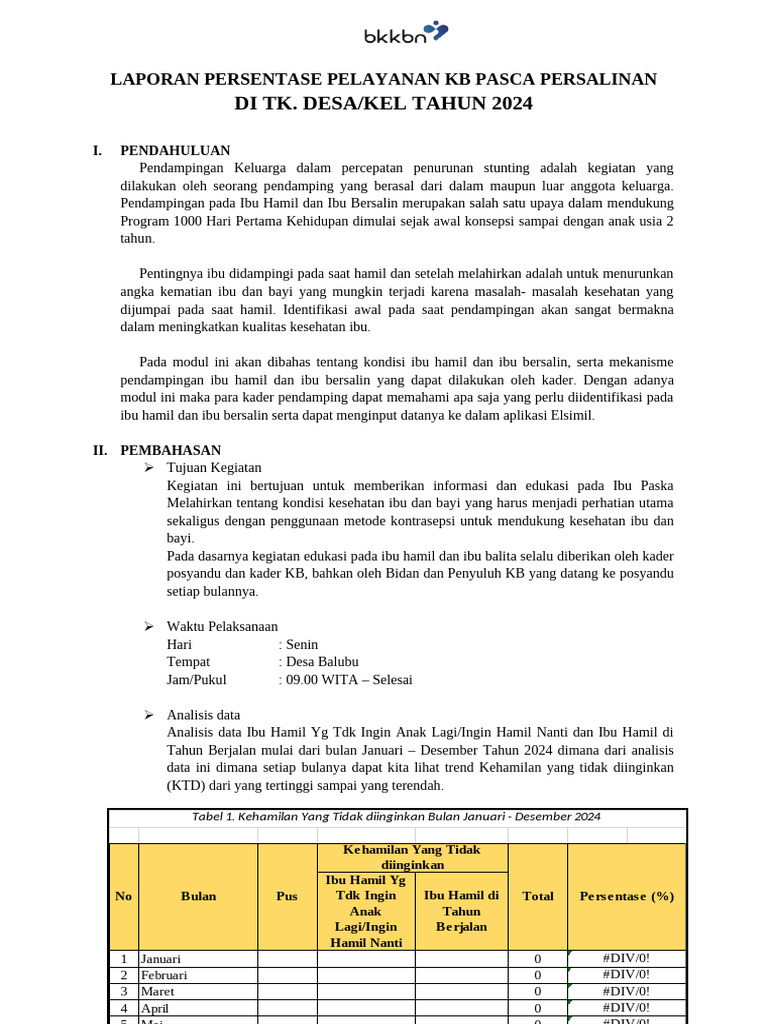 1.1.5. LAPORAN PERSENTASE PELAYANAN KB PASCA PERSALINAN | PDF
