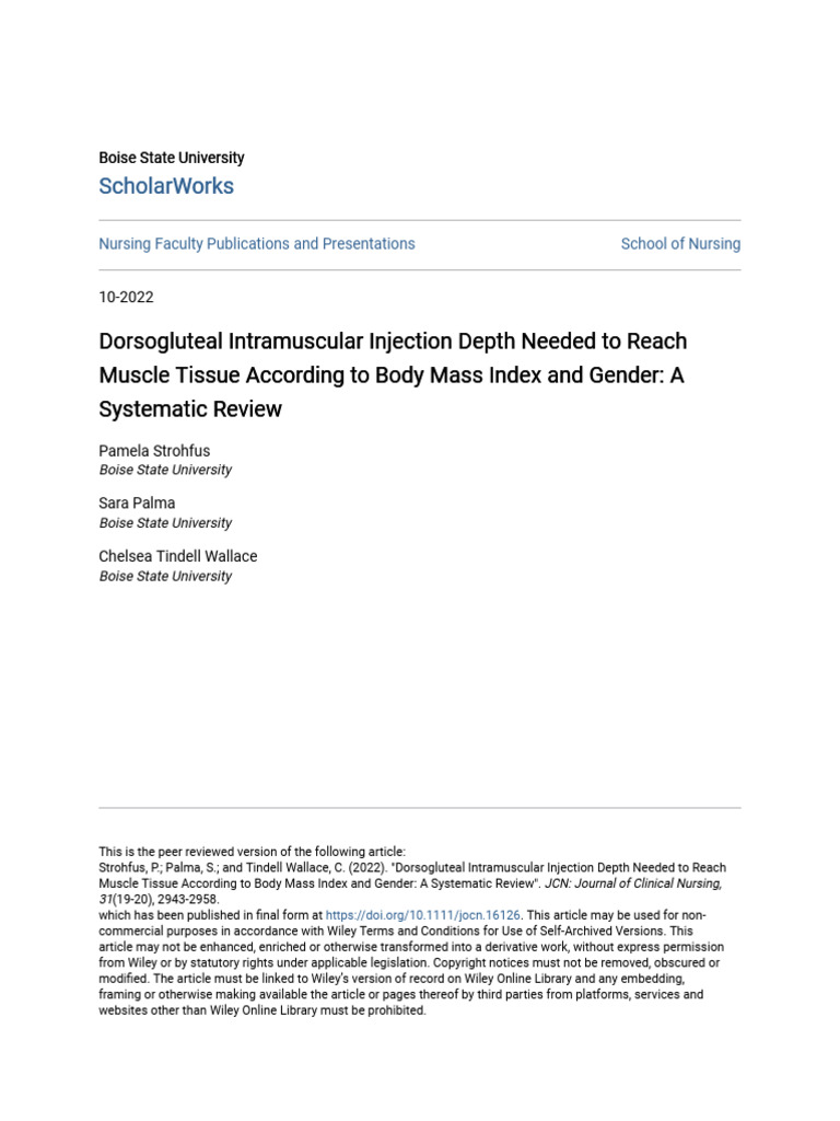 Dorsogluteal Intramuscular Injection Depth Needed To Reach Muscle | PDF ...