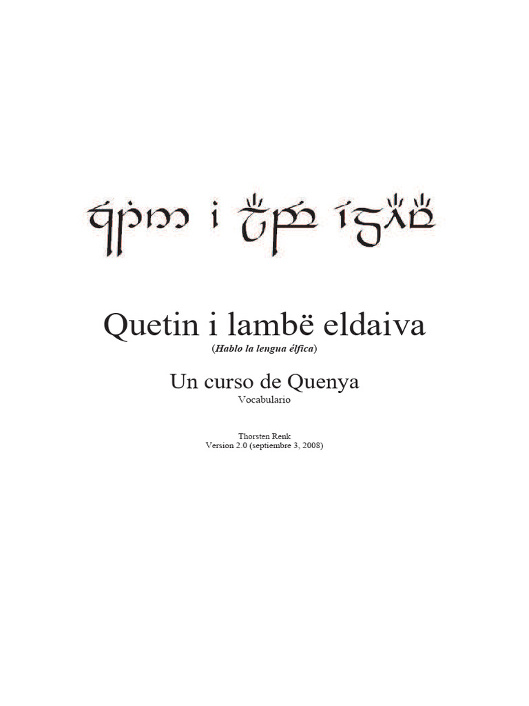 Diccionario de Vocabulario Quenya | PDF | Palabra | Lengua española