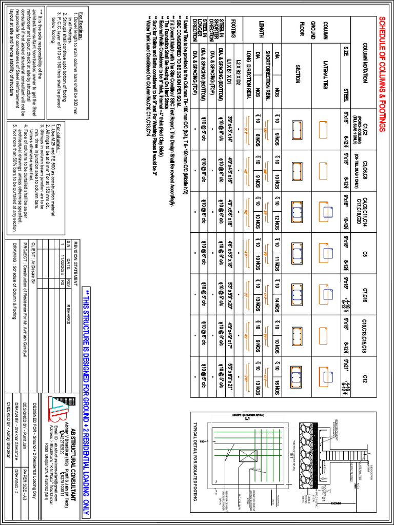 SCHEDULE OF COLUMN & FOOTING | PDF | Structural Engineering | Civil ...