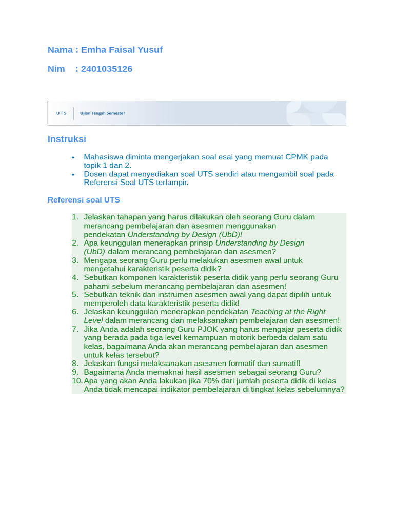 Uts Asesmen Ii | PDF