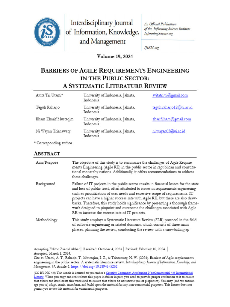Barriers of Agile Requirements Engineering in the Public Sector_A Systematic Literature Review ...
