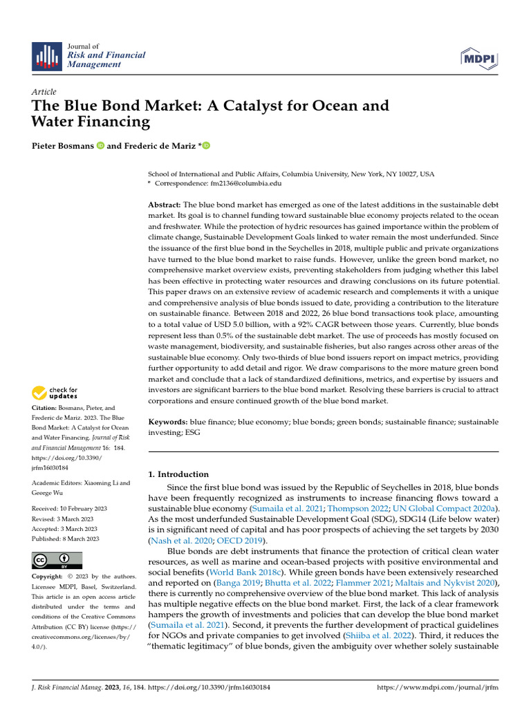 The Blue Bond Market | PDF | Climate Change | Oceans