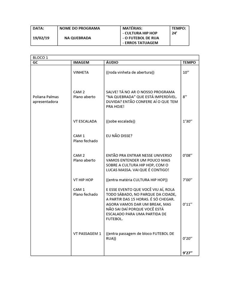 _EXEMPLO ROTEIRO | PDF