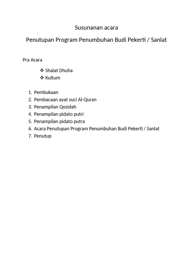 Susunanan acara Sanlat | PDF