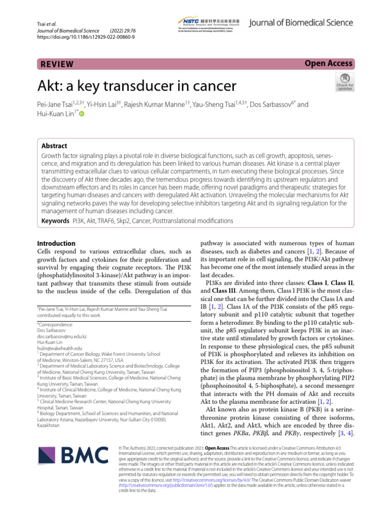 Ok Print Akt A Key Transducer in Cancer | PDF | Protein Kinase B | Ubiquitin