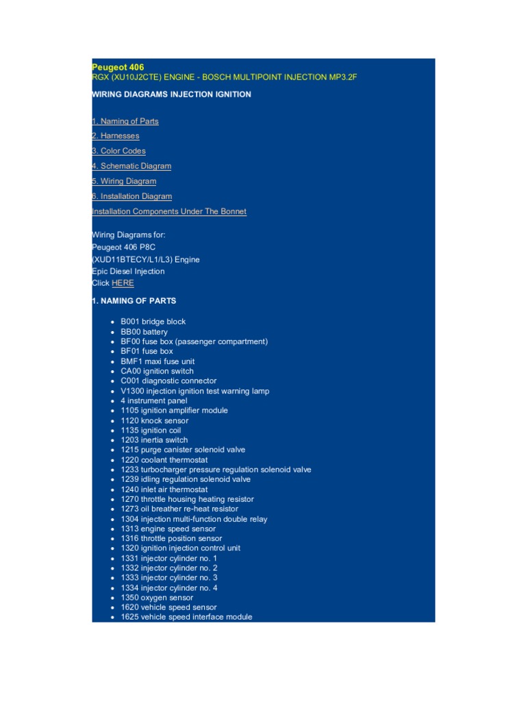 Peugeot 406 Wiring and Fuse Diagrams | PDF